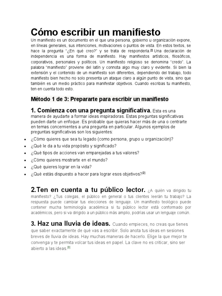 Cómo Escribir Un Manifiesto | PDF