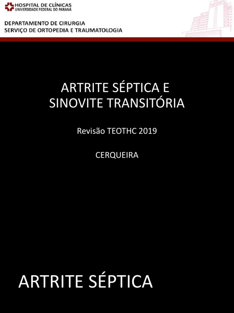Artrite Séptica e Sinovite Transitória 2019 | PDF | Inflamação | Artrite