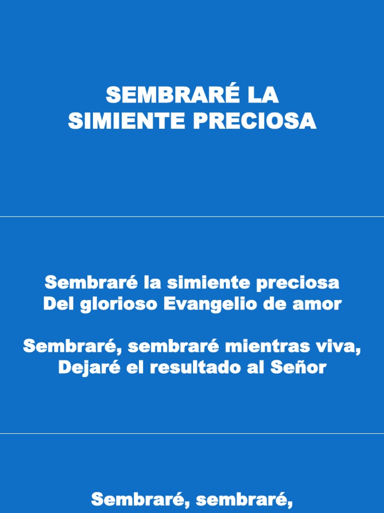 Sembraré La Simiente Preciosa | PDF Sembraré La Simiente Preciosa | PDF