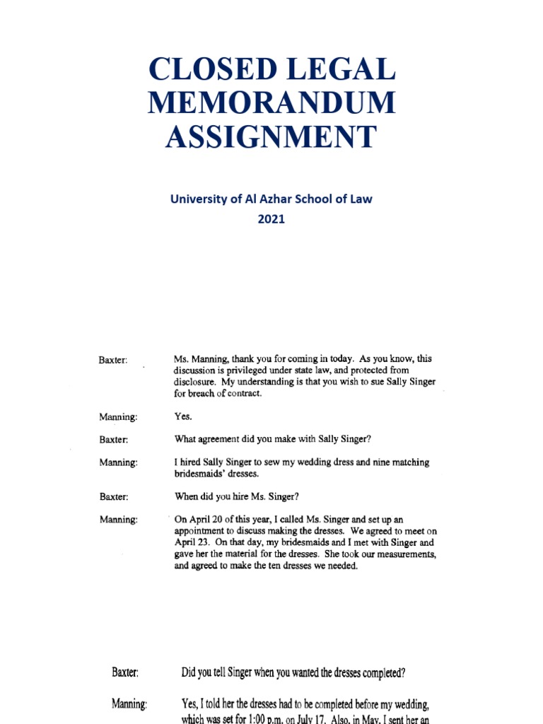 Eleven CLOSED LEGAL MEMO ASSIGNMENT | PDF