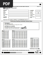 Answer Sheet PET 2020 | PDF