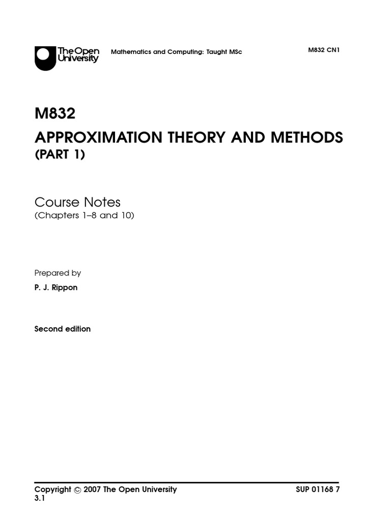 M832 Approximation Theory Course Notes Pdf Interpolation Norm Mathematics