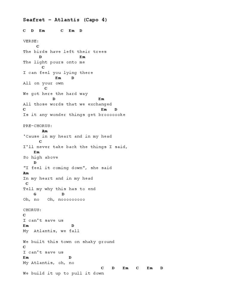 Guitar Chords for "Atlantis" | PDF