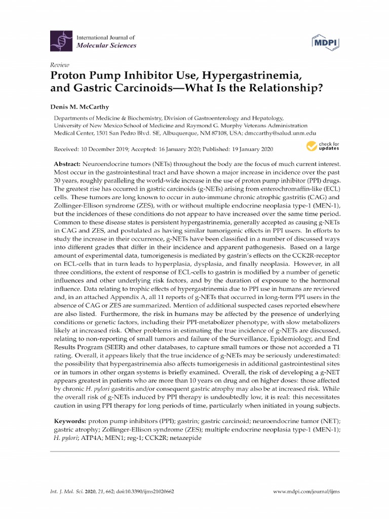 Proton Pump Inhibitor Use, Hypergastrinemia, and Gastric Carcinoids | PDF
