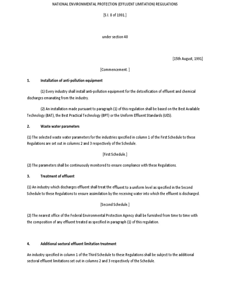 Effluent Limitation Regulations Overview | PDF | Fertilizer | Chlorine