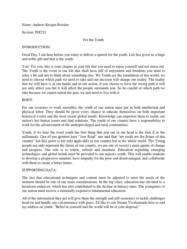 Speech Manuscript Rosales AK | PDF