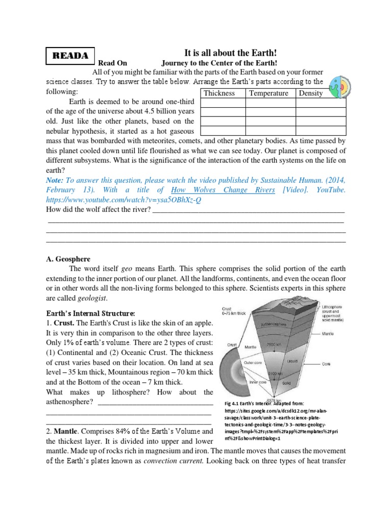 It Is All About The Earth! Journey To The Center of The Earth! | PDF ...