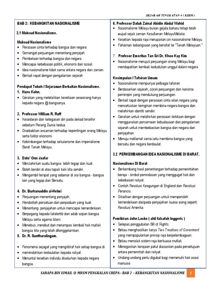 Nota F4 KSSM Bab 2 | PDF | Ilmu Sosial | Sejarah