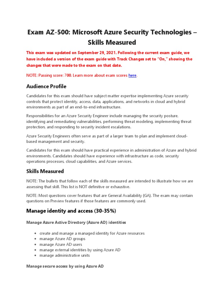 Exam Az 500 Microsoft Azure Security Technologies | PDF | Microsoft ... Exam Az 500 Microsoft Azure Security Technologies | PDF | Microsoft ...