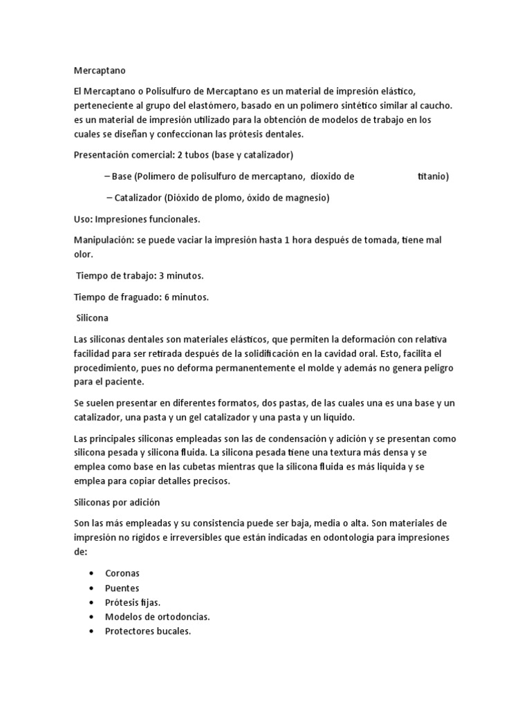 Mercaptano | PDF | Polímeros | Silicona