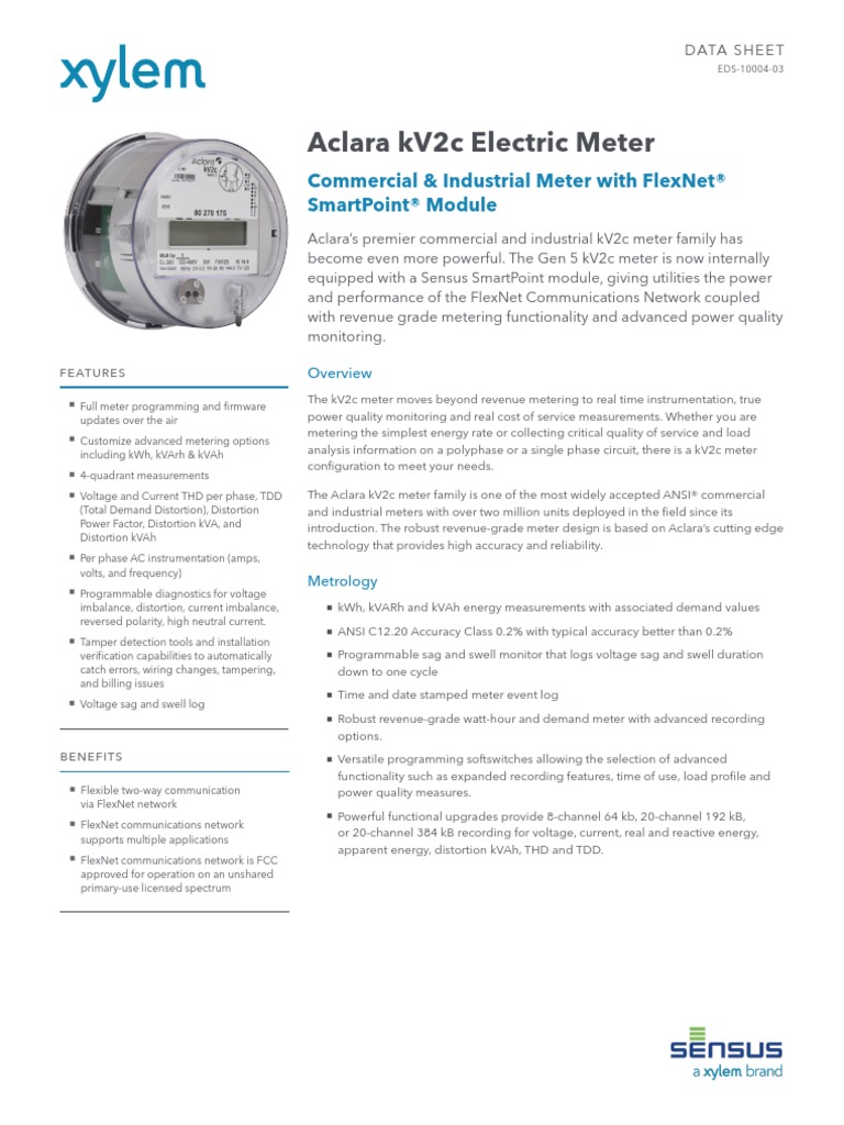 Aclara kV2c Data Sheet | Download Free PDF | Physical Quantities ...