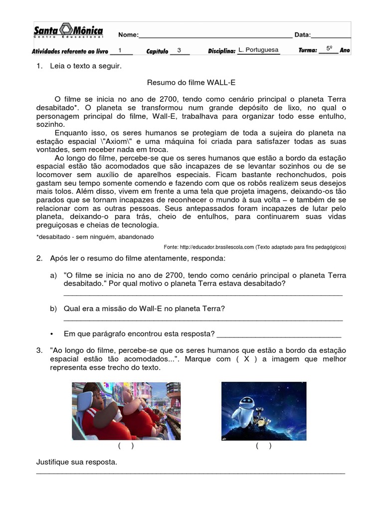 Wall E | PDF | Humano | Substantivo