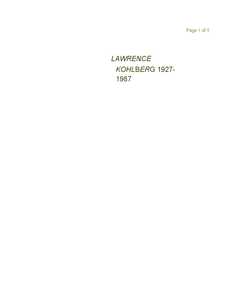 HPW3C1 Lawrence Kholberg and Carol Gilligan Lecture Note | PDF ...