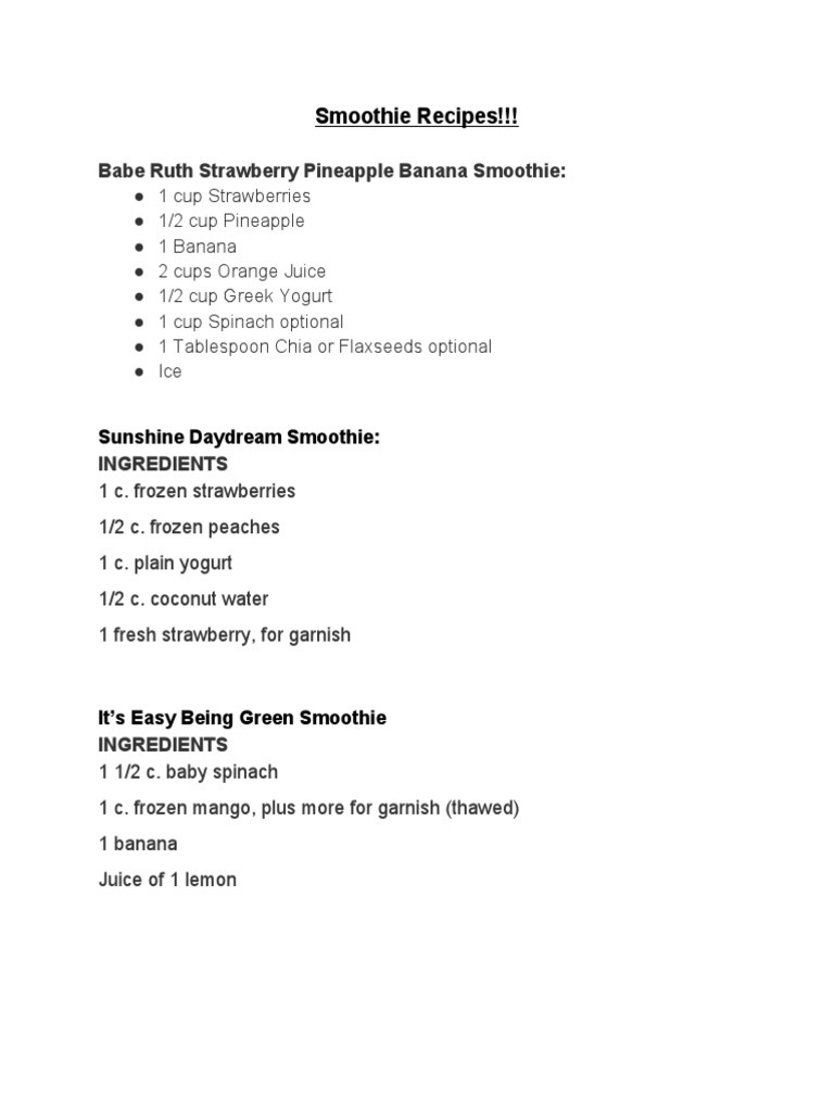 Delicious Smoothie Recipes Collection | PDF | Self-Improvement | Wellness