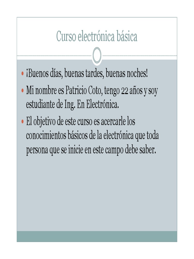 Curso Electrónica Básica | PDF | Corriente eléctrica | Resistencia ...