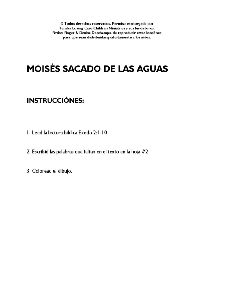 0153 - Moises Sacado de Las Aguas | Descargar gratis PDF | Moisés | Libro del éxodo