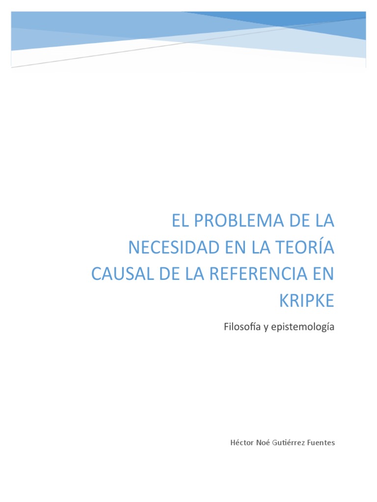 El Problema de La Necesidad en La Teoría Causal de La Referencia de Kripke | PDF | Aristóteles ...
