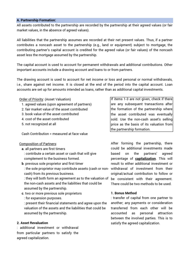 Partnership Formation and Operation | PDF | Partnership | Valuation ...