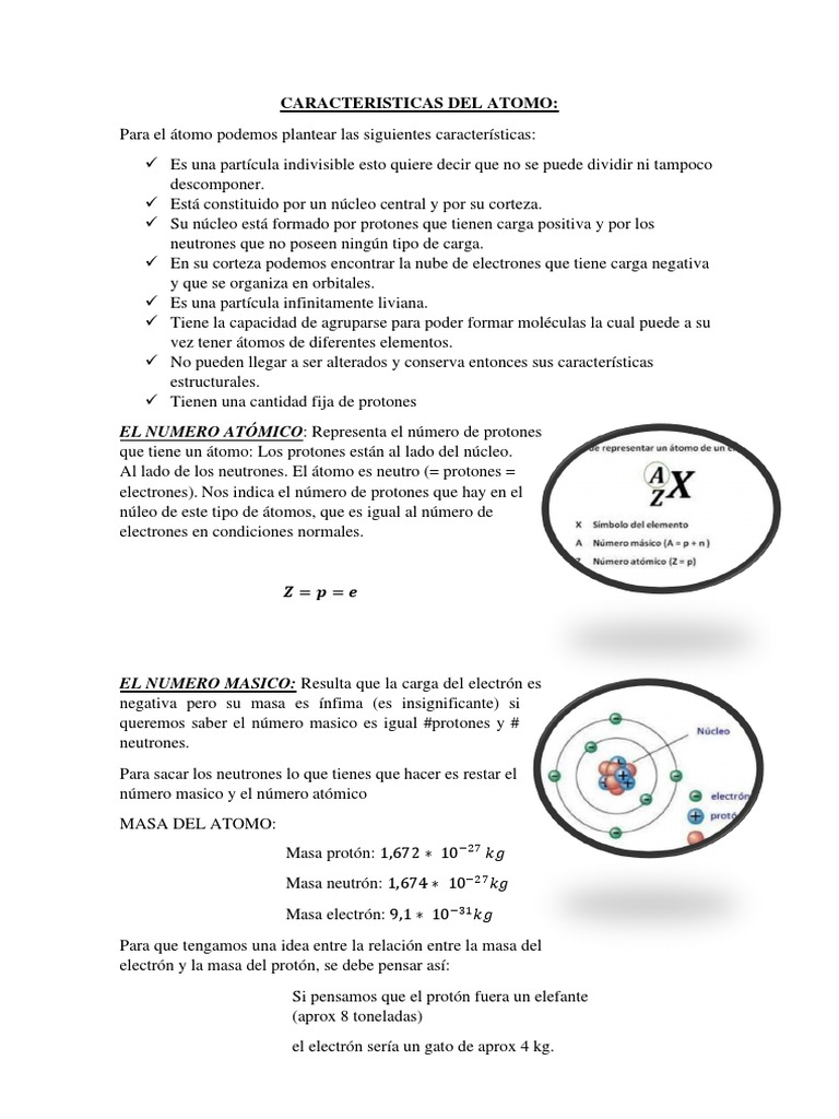 Caracteristicas Del Atomo | PDF | Átomos | Núcleo atómico
