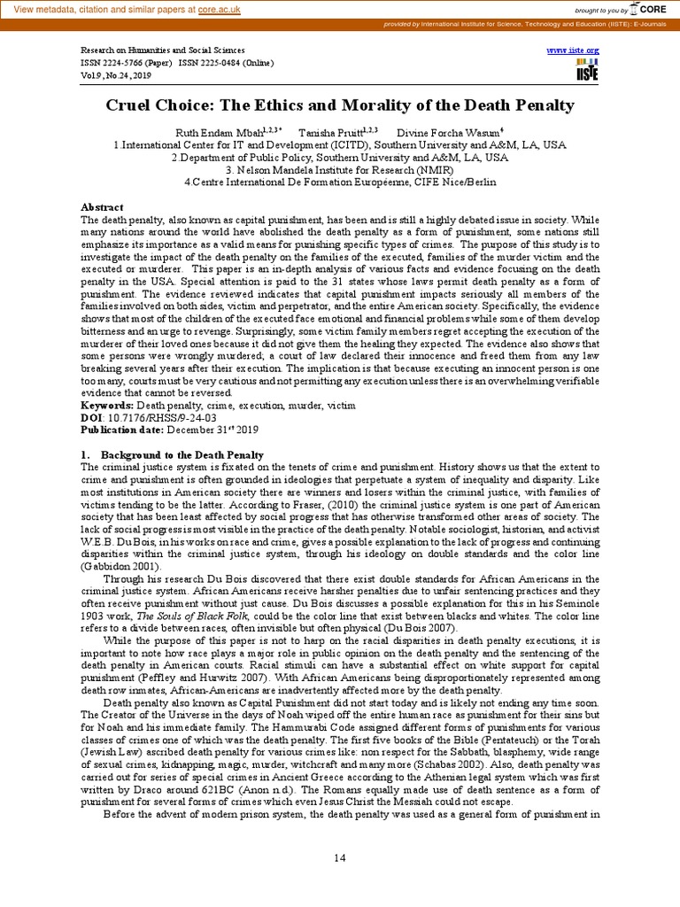 Ethics and impact of the death penalty | PDF | Capital Punishment ...