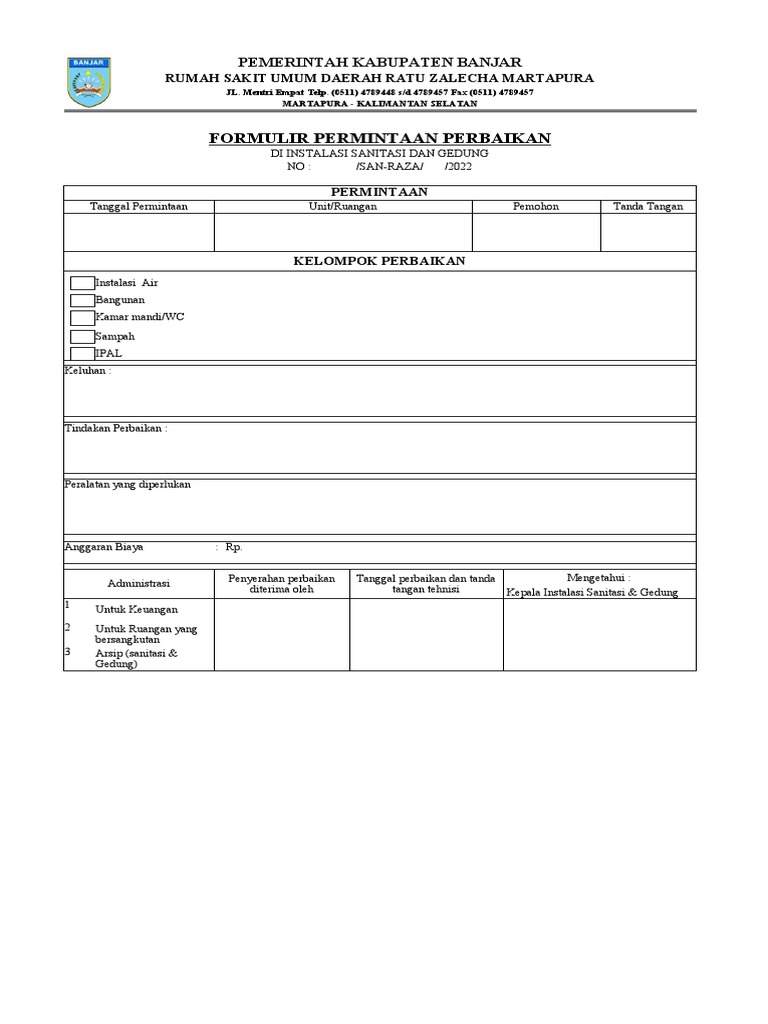 Formulir Permintaan Perbaikan | PDF