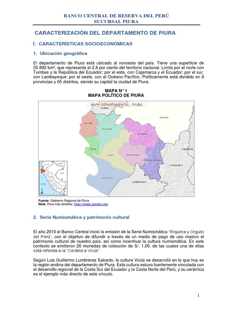 Piura Caracterizacion | PDF | Perú | Agricultura