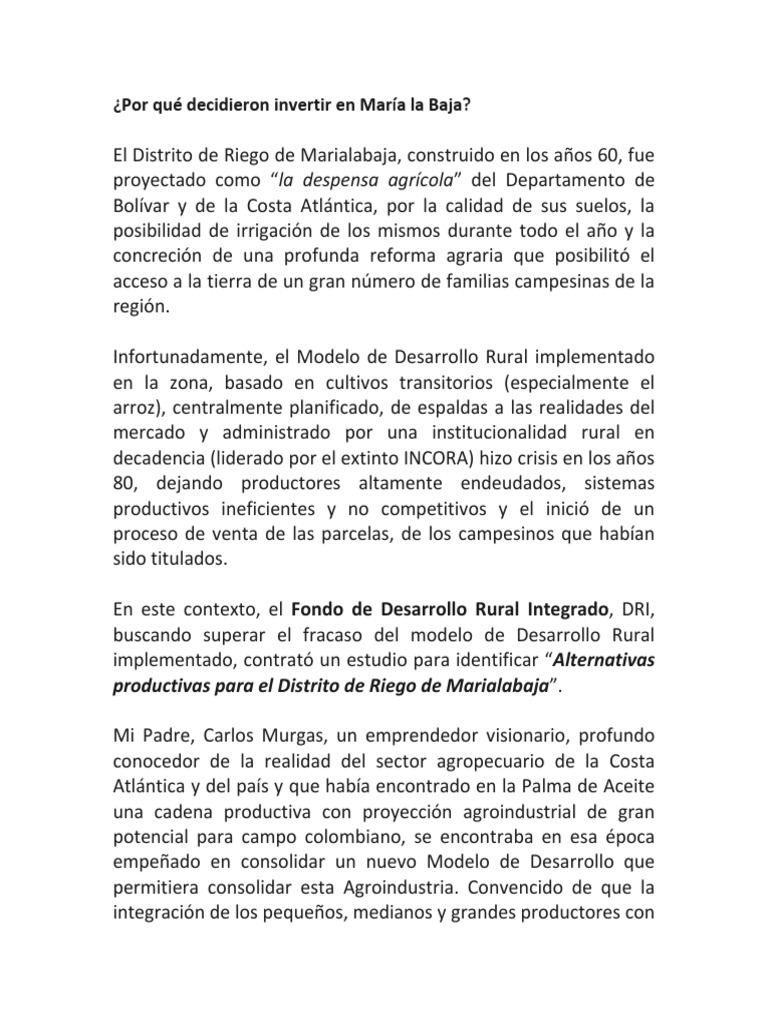 Distrito de Riego - Carlos - Jose - Murgas | PDF | Agricultura | Sociedad
