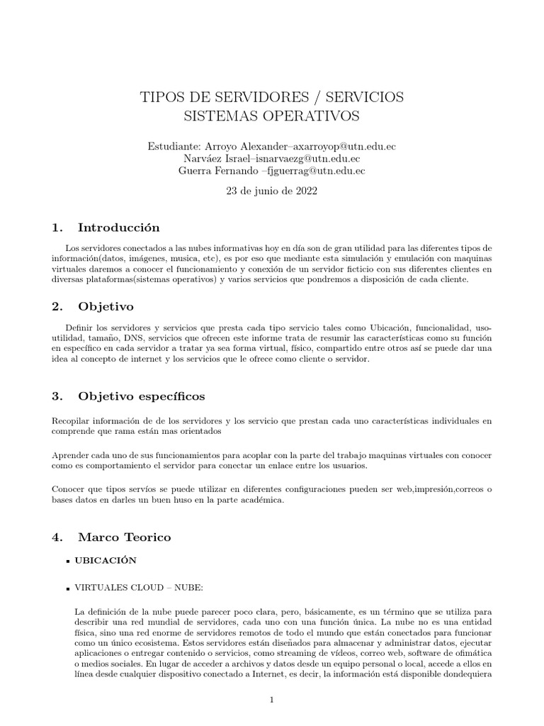 Tipos de Servidores SSOO | PDF | sistema de nombres de dominio ...
