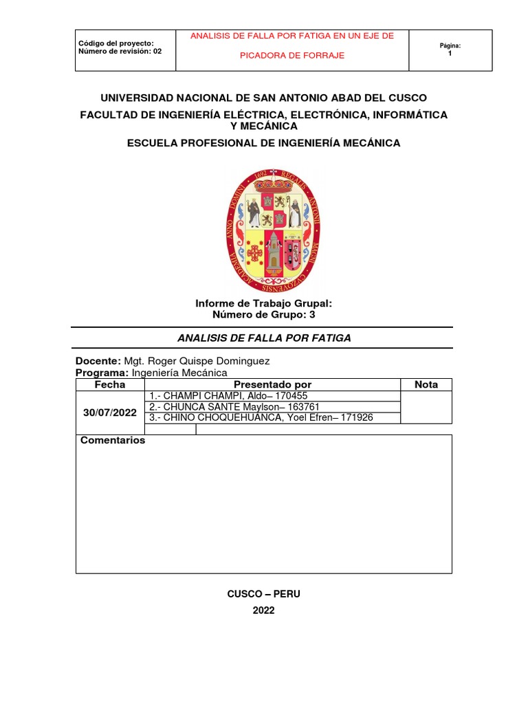 Grupo #3 A 3ER Trabajo Resis 2 | PDF | Fatiga (material) | Acero