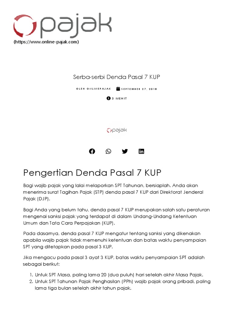 Denda Pasal 7 KUP | PDF | Pengelolaan Keuangan & Uang