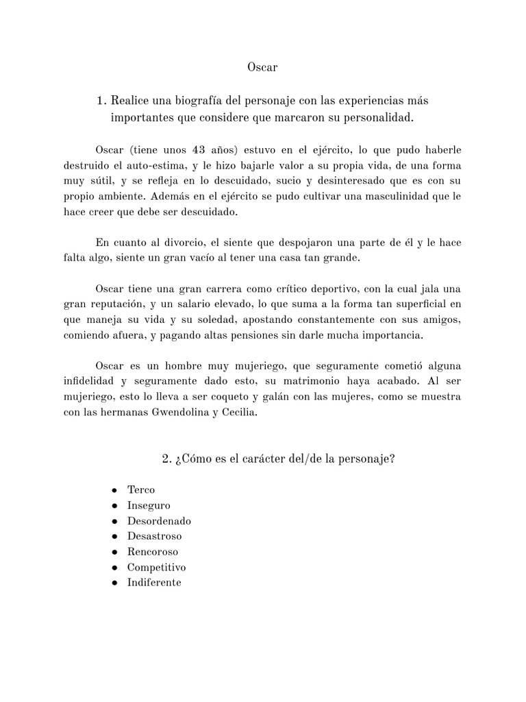 Análisis de Personajes | PDF