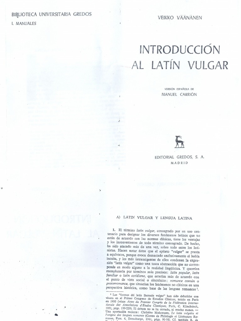 Introducción Al Latín Vulgar | PDF