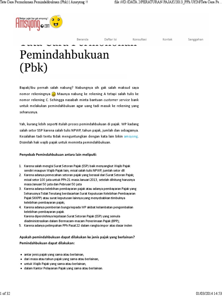 Tata Cara Permohonan Pemindahbukuan (PBK) | PDF