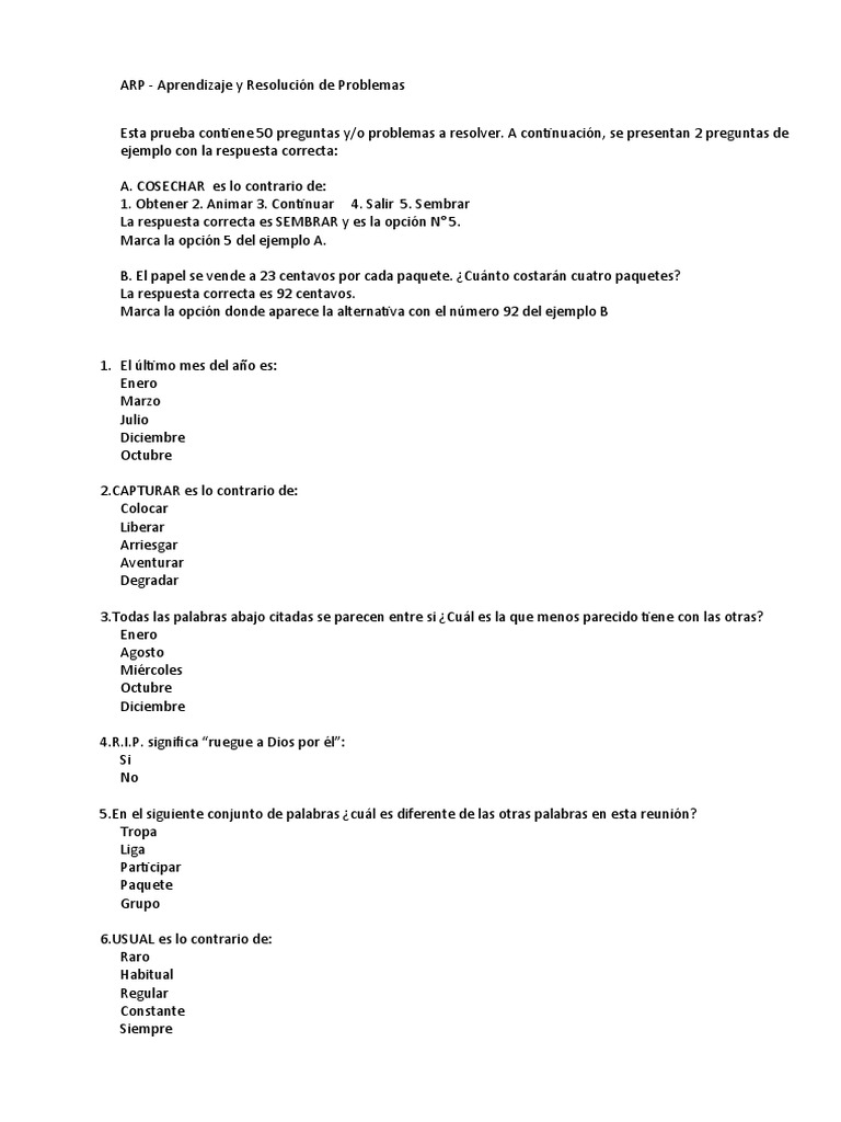 ARP Aprendizaje y Resolución de Problemas | PDF