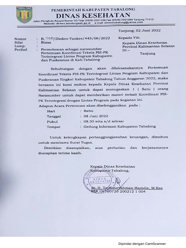 Surat Permohonan Narsum | PDF