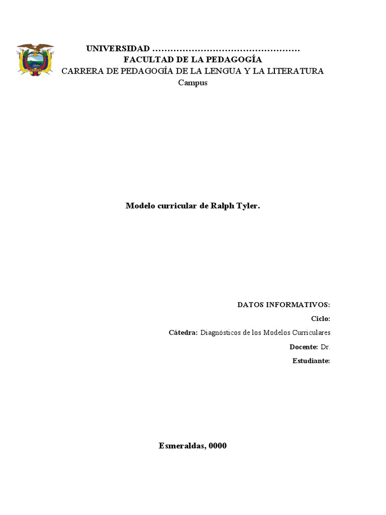 Modelo Curricular de Ralph Tyler. | PDF | Plan de estudios | Aprendizaje