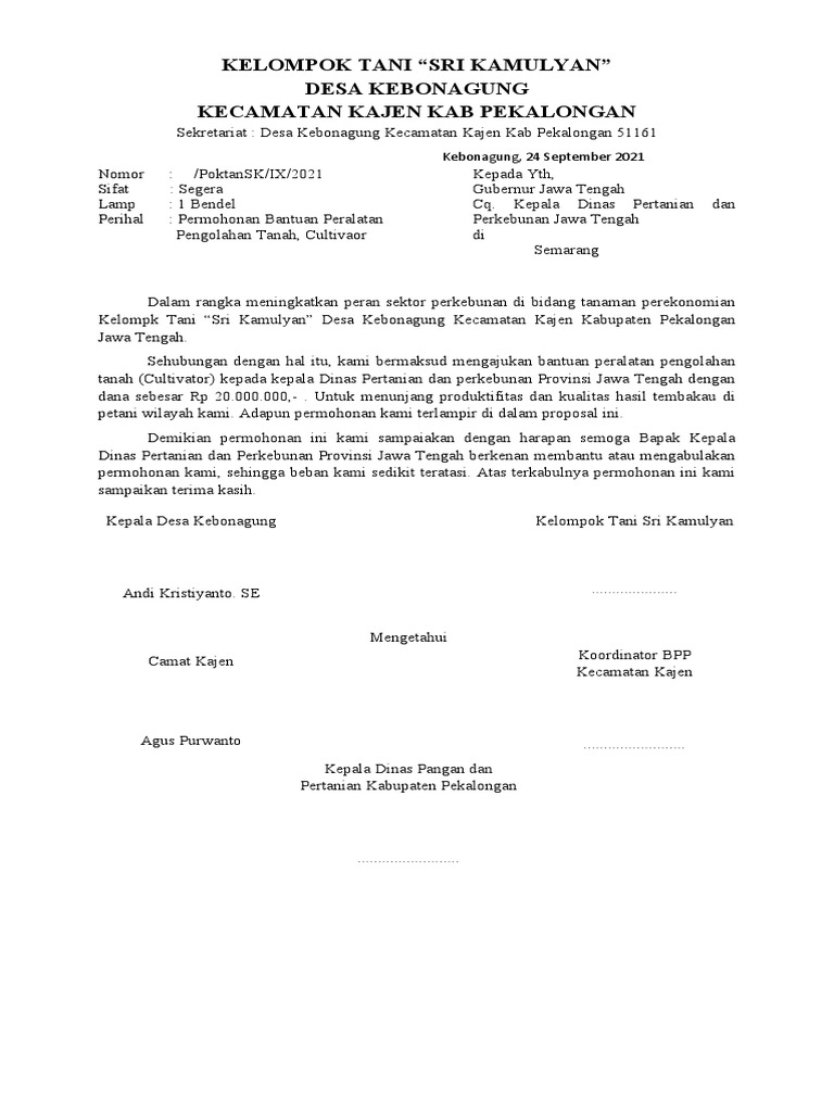 Proposal Kelompok Tani Sri Kamulyan | PDF