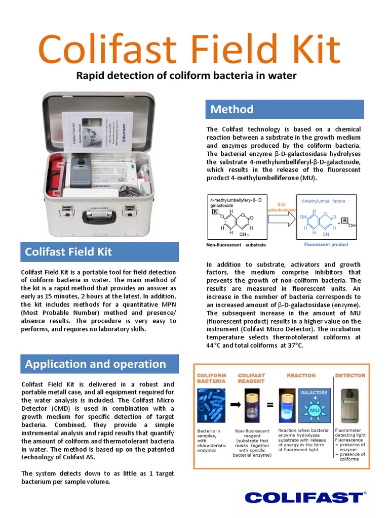 Colifast Field Kit | PDF | Bacteria | Enzyme