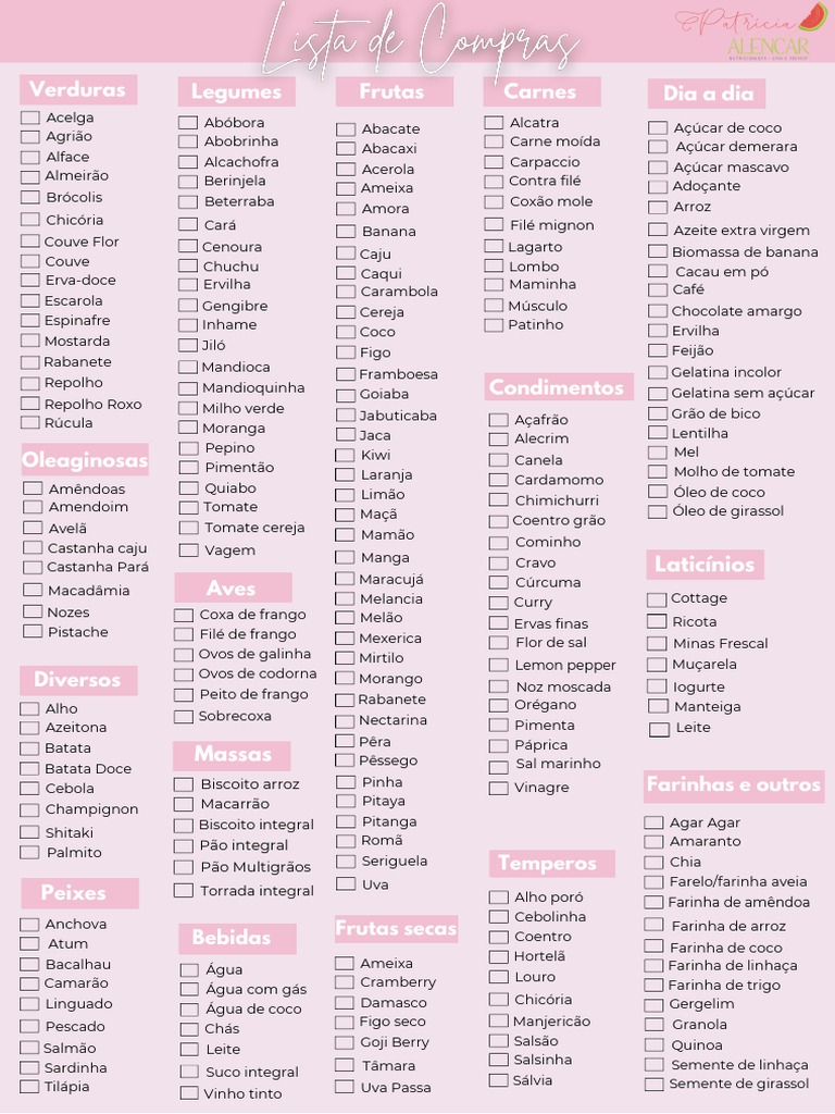 Lista de Compras | PDF | Fruta | Frutas comestíveis