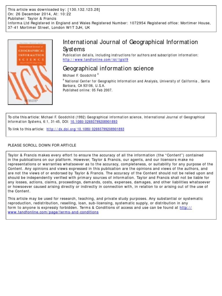Goodchild 1992 Gisc | PDF | Spatial Analysis | Geographic Information System