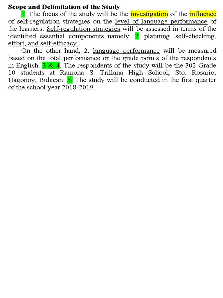 Scope and Delimitation of The Study | PDF