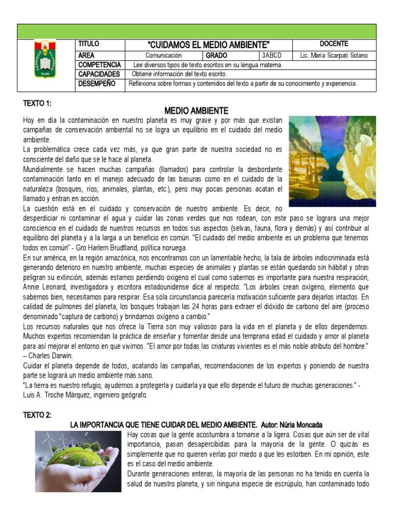 Cuidemos el Medio Ambiente: Conciencia y Acción | PDF | Contaminación ...