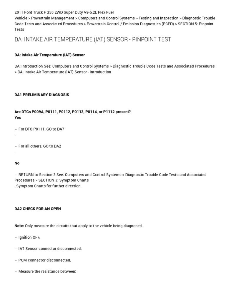 DA - Intake Air Temperature (IAT) Sensor - Pinpoint Test (Computers and ...