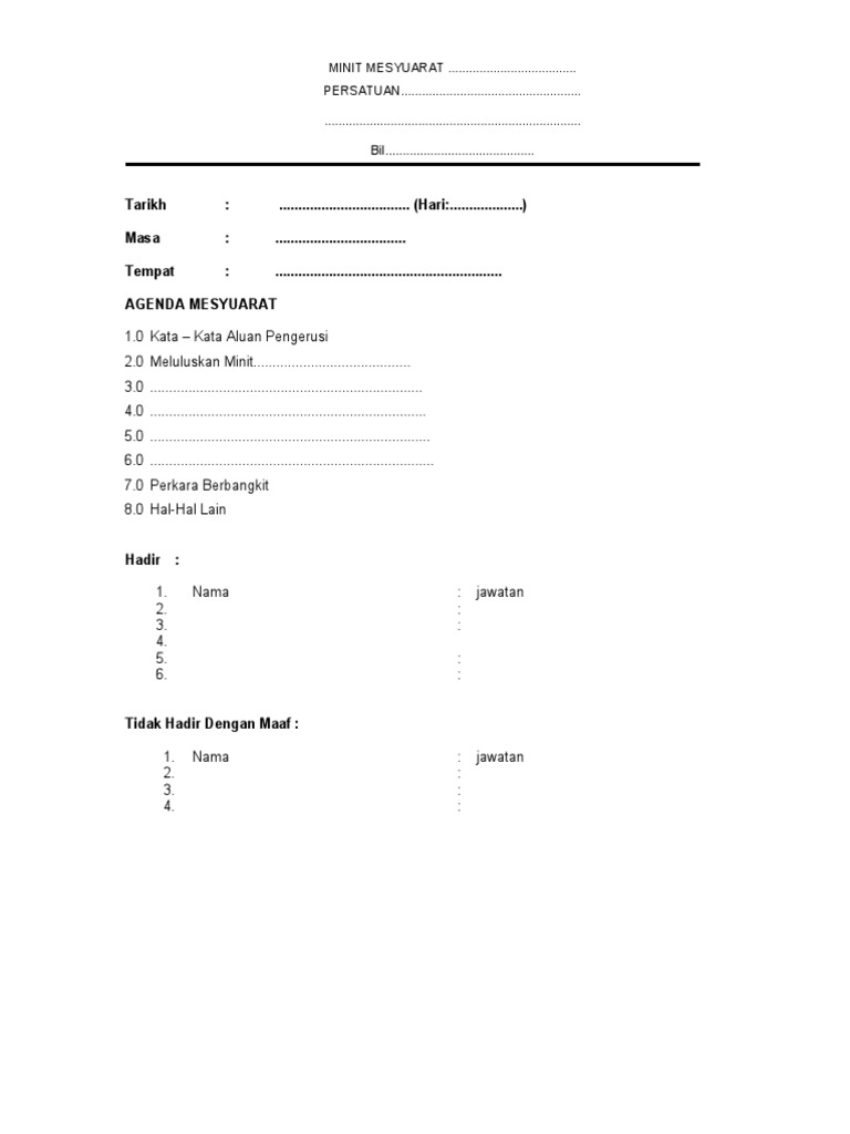 Template Minit Mesyuarat | PDF