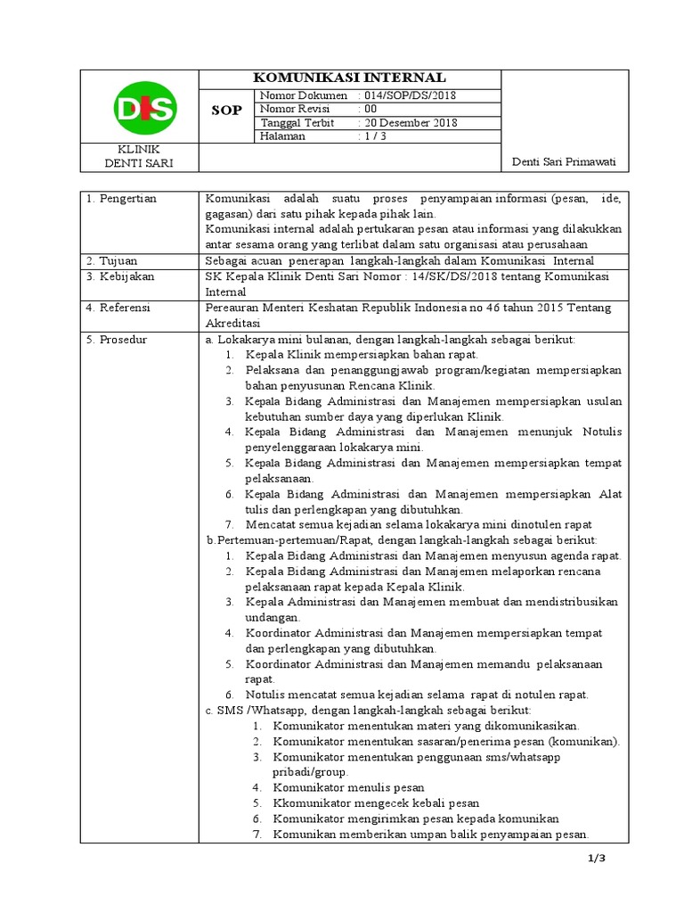 SOP Komunikasi Internal | PDF