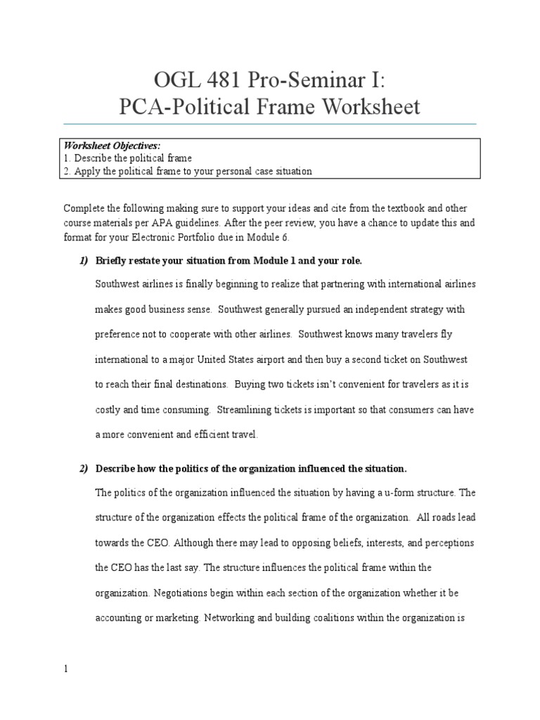 4 Political Frame Worksheet | PDF | Southwest Airlines | Communication