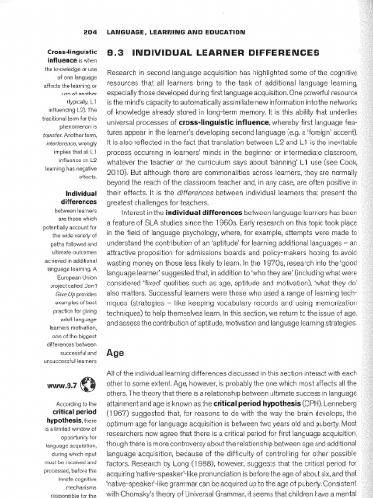 4.1 Individual Learner Differences | PDF