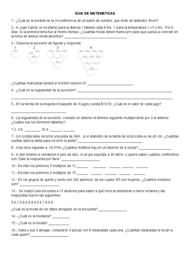 Guia de Matemáticas | PDF
