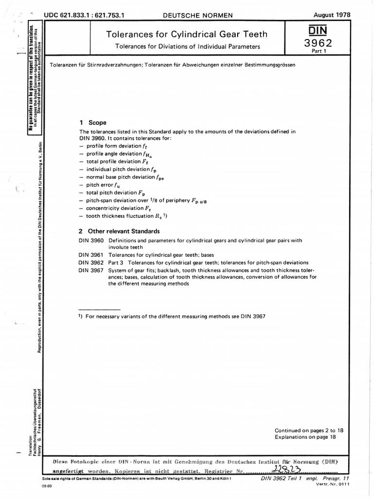 Din 3962-1 1978 | PDF