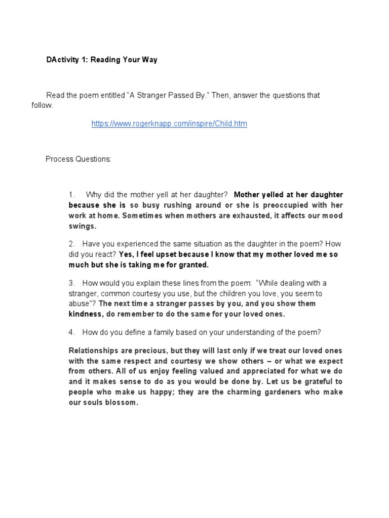 Poem A Stranger Passed by | PDF | Self-Improvement